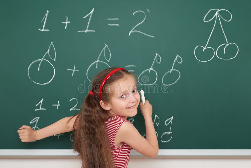 School Girl Exercise Math on Board Stock Photo - Image of school, math ...