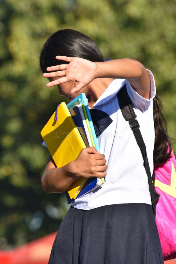 School Girl and Fear Wearing Uniform Stock Image - Image of uniform ...