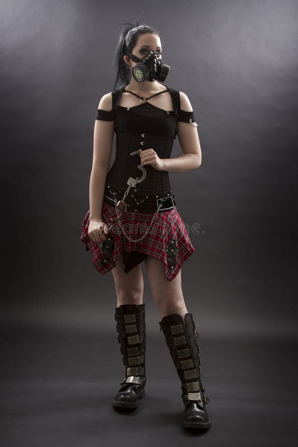 Goth girl with gas mask stock image. Image of bizarre - 14098233