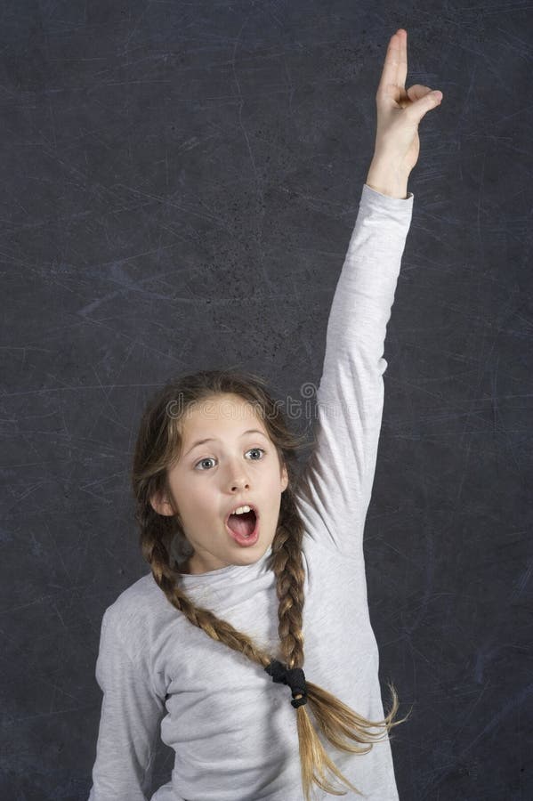 Teenager Student Girl Knows Answer Hands Up Stock Photos - Free ...