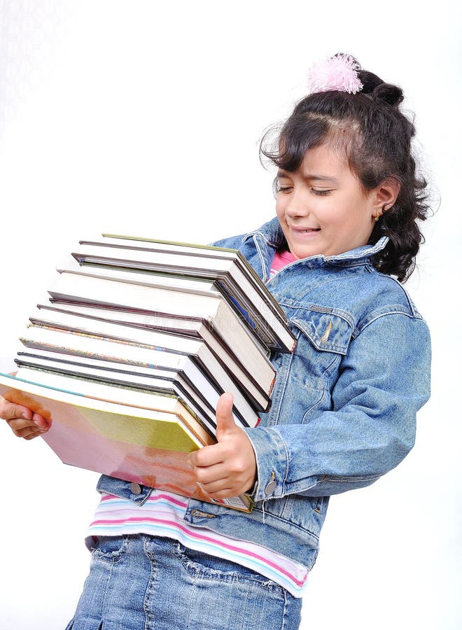 School girl holding books stock photo. Image of cute - 11252748