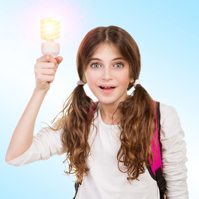 School girl with new idea stock photo. Image of girl - 76661246
