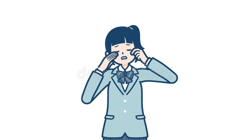 School Girl_Sad and Crying_with Alpha Channel Stock Video - Video of ...