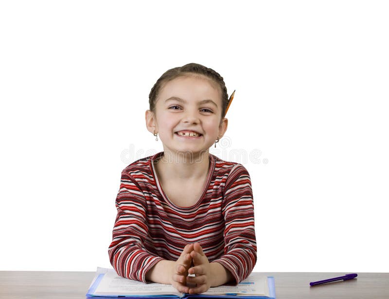 School Girl Smiling into Camera Stock Photo - Image of homework, study ...