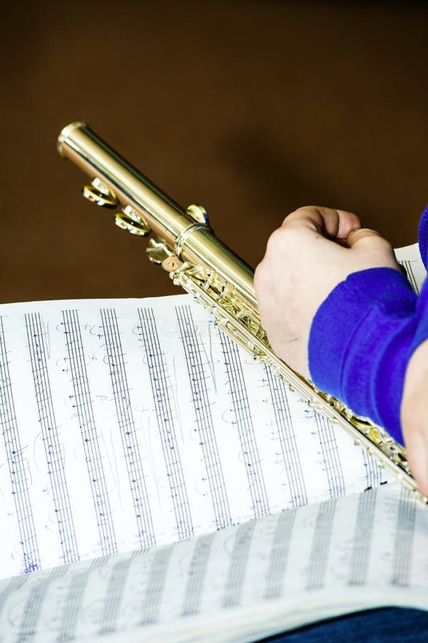 School Girl with Transversal Flute Stock Image - Image of musician ...