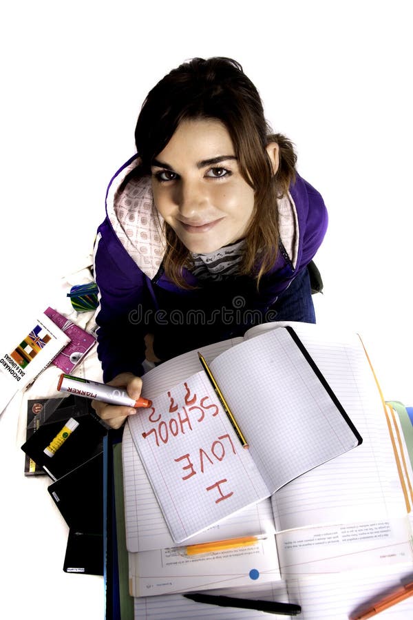 School Girl On A White Background Stock Image - Image of beautiful ...