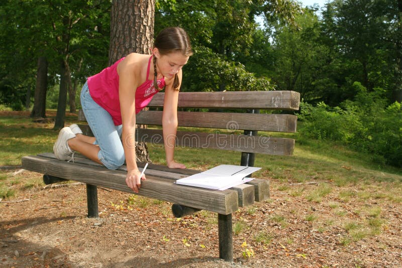 School Girl Working on Difficult Homework Stock Image - Image of girl ...