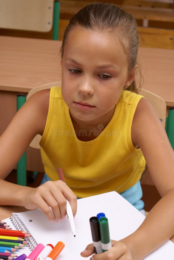 School girl writing stock image. Image of kids, school - 9832127