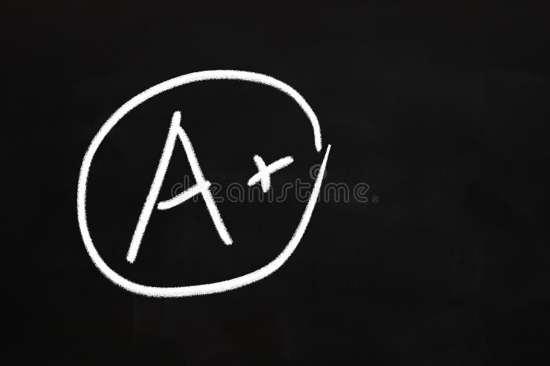 School Grade. Chalked Letter a with Plus Symbol on Blackboard Stock ...