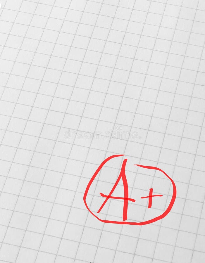 School Grade. Red Letter a with Plus Symbol on Notebook Paper Stock ...
