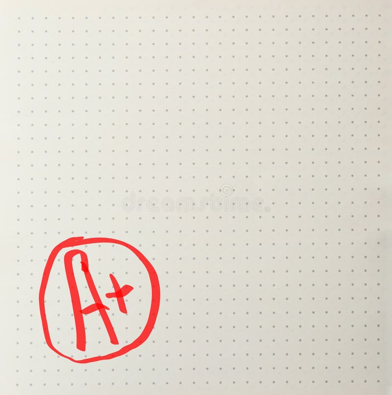 School Grade. Red Letter a with Plus Symbol on Notebook Paper Stock ...