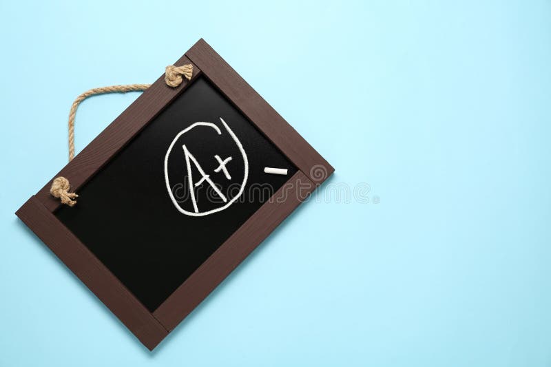 School Grade. Small Blackboard with Chalked Letter a and Plus Symbol on ...