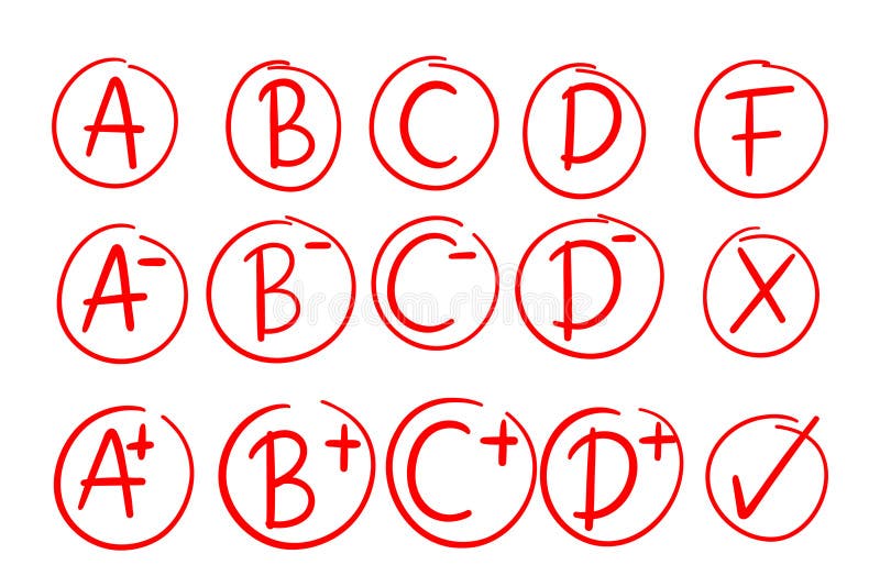 School Grades Red Doodle Set, Hand Drawn Notes Stock Vector ...