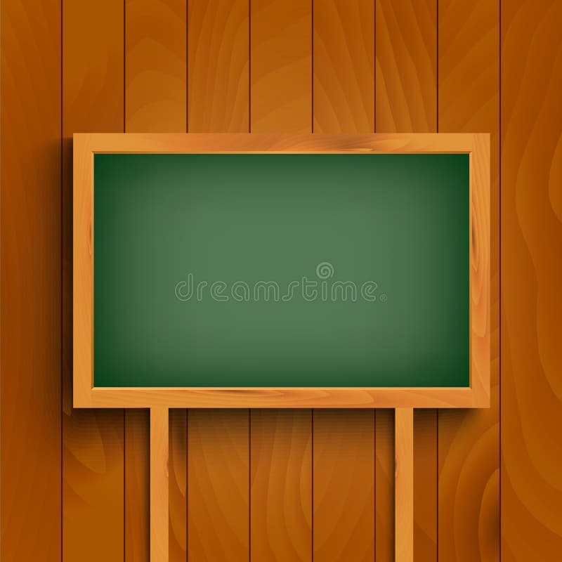 School Green Board on Wooden Wall Template Stock Vector - Illustration ...