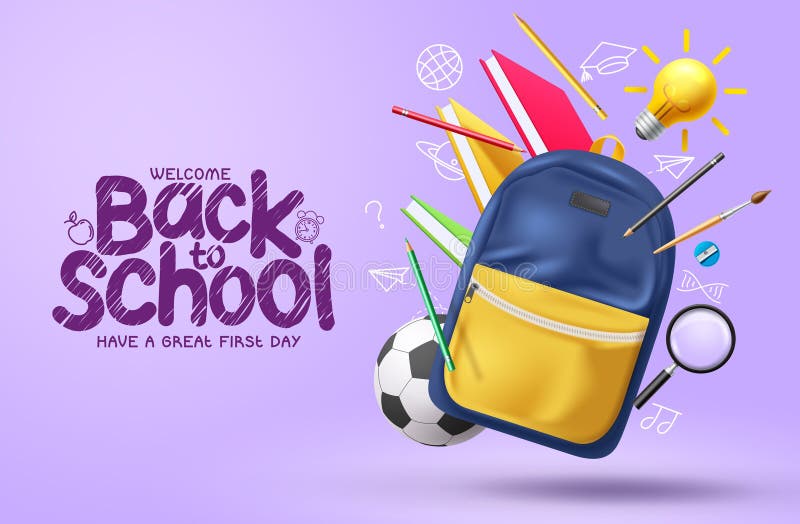 School Greeting Text Vector Template Design. Welcome Back To School ...
