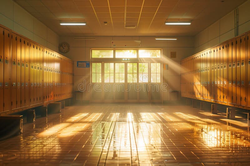 School Hall and Corridor Interior. 3d Illustration Stock Illustration ...