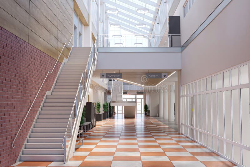 School Hall and Corridor Interior. Stock Illustration - Illustration of ...