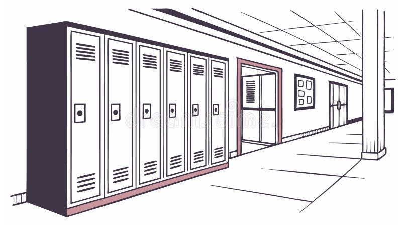 School Hallway Illustration with Lockers and Doors for Education and ...