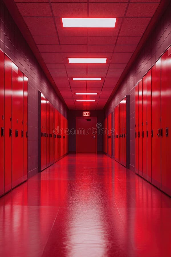 School Hallway with Lockers and Lights Stock Image - Image of indoors ...