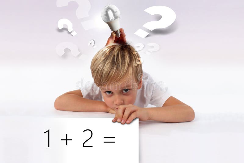 School Handsome Boy Holding Canvas with Math Formula with Question ...