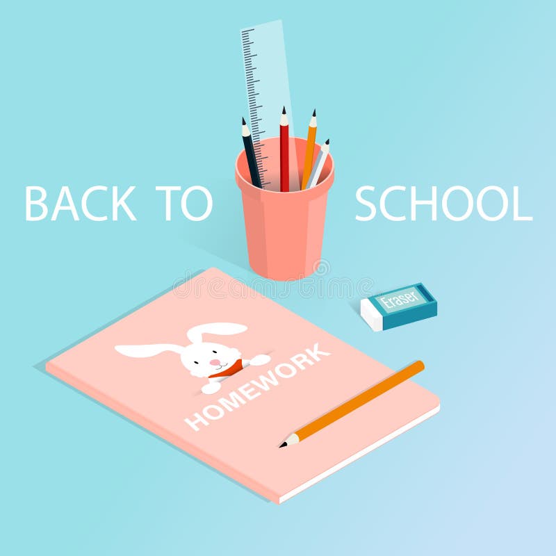 Homework, Book, Pencil Outline Icon in Neon Style. Elements of ...