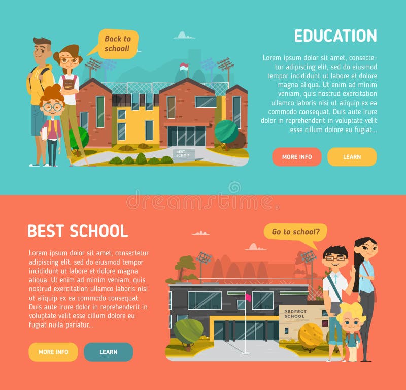 School horizontal banner stock vector. Illustration of architecture ...
