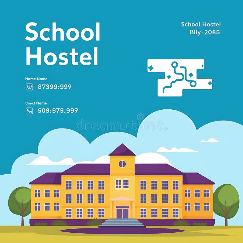 School Hostel Accommodation Flyer Template Design Illustration Photos ...