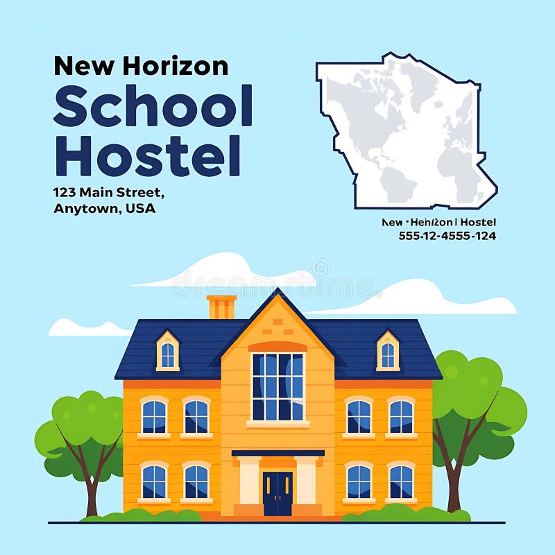 School Hostel Accommodation Flyer Template Design Illustration Photos ...
