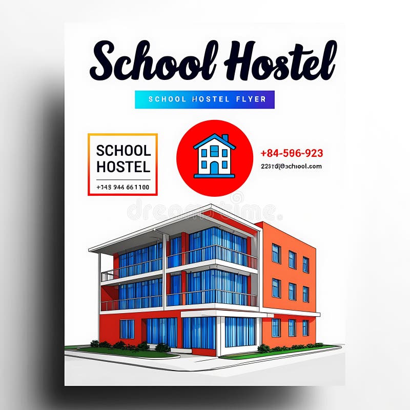 School Hostel Accommodation Flyer Template Design Illustration Photos ...