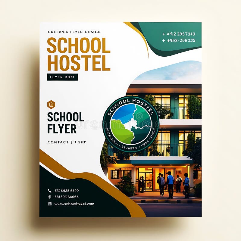 School Hostel Accommodation Flyer Template Design Illustration Photos ...
