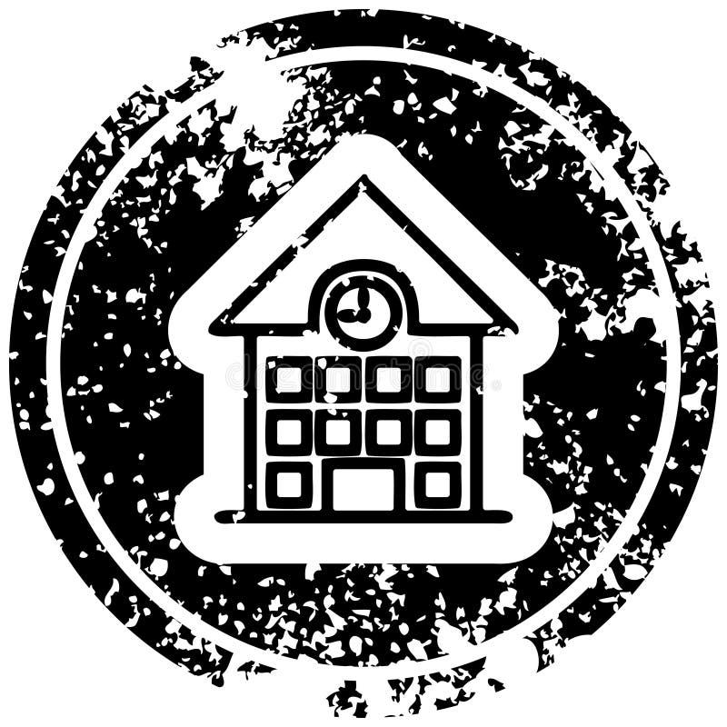 School House Distressed Icon Symbol Stock Vector - Illustration of clip ...