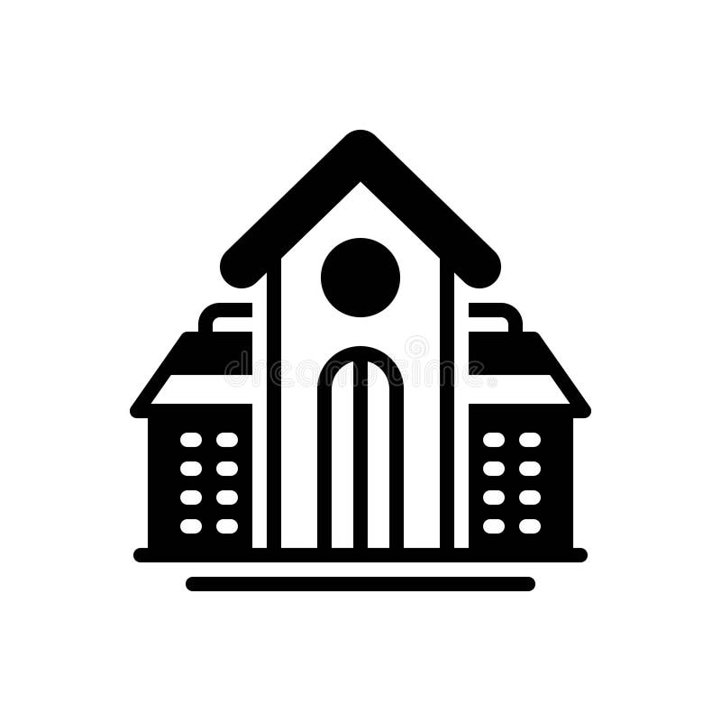 Black Solid Icon for School, Building and Learning Stock Illustration ...