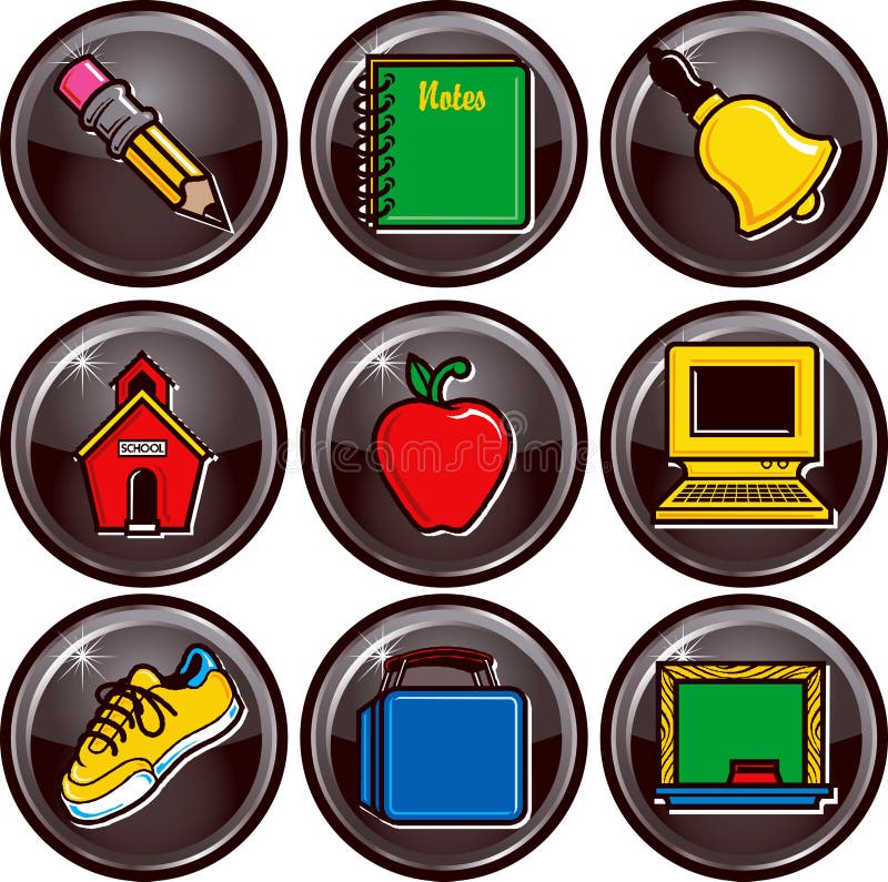 School Icon Buttons stock vector. Illustration of buttons - 10754273
