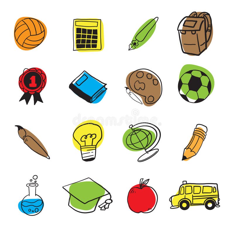 The School Icon Drawing Image for Education or Kid Concept Stock ...