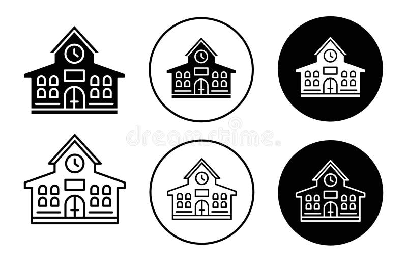 School Icon Outline Flat Icon Stock Vector - Illustration of ...