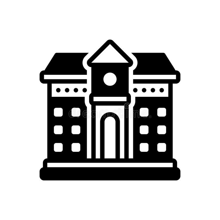 Black Solid Icon for School, Seminary and Building Stock Vector ...