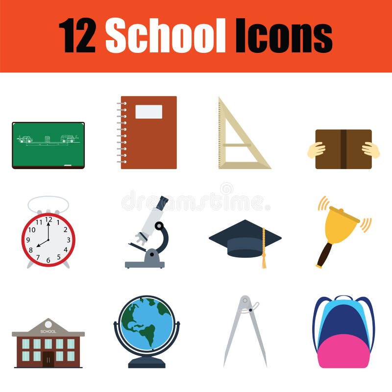School icon set stock vector. Illustration of laptop - 123293303