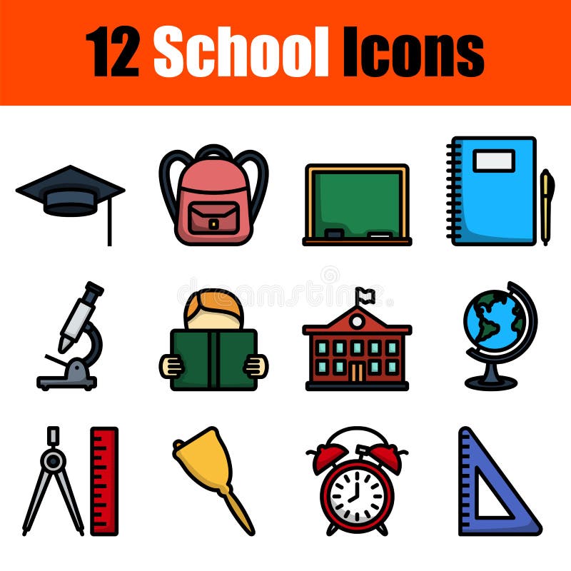 School Icon Set stock vector. Illustration of icon, ruler - 216518412