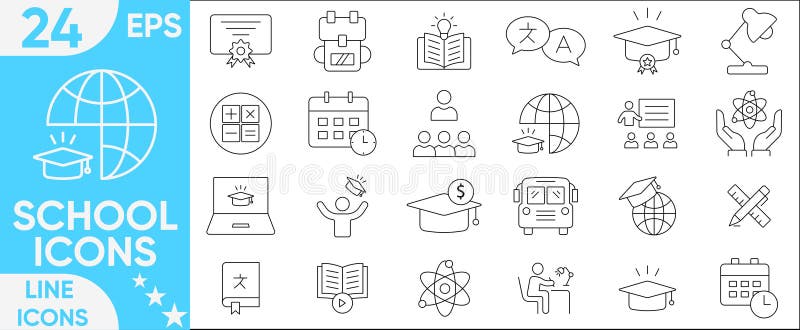 School Icon Set.school, Education, Learning, Students, Teacher, Book ...