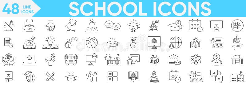 School Icon Set.school, Education, Learning, Students, Teacher, Book ...