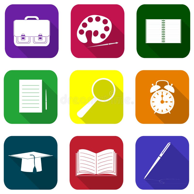 School icon set stock illustration. Illustration of page - 44459264