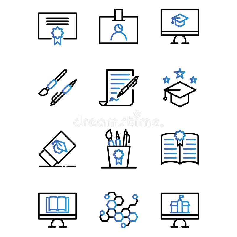 School Icon Set Include Certificate,pen,study,bachelor,eraser,equipment ...