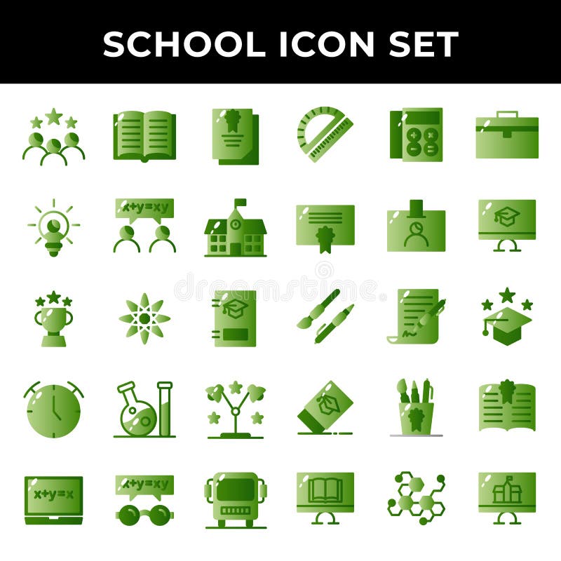 School Icon Set Include Graduation,study,certificate,creativity,discuss ...