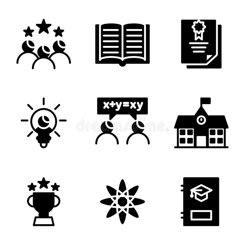 School Icon Set Include Rank, Book, Certificate, Bulb, Discuss,building ...