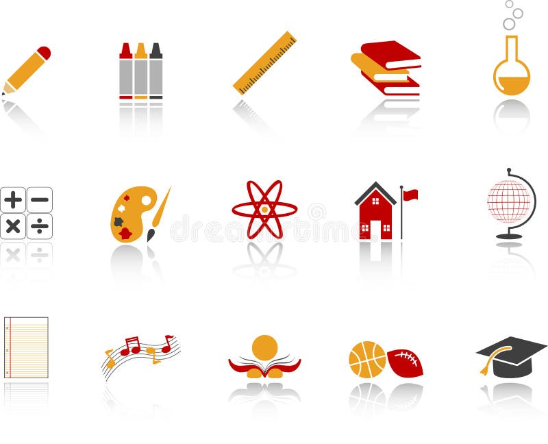 School Icon Set - Red stock vector. Illustration of building - 6477852