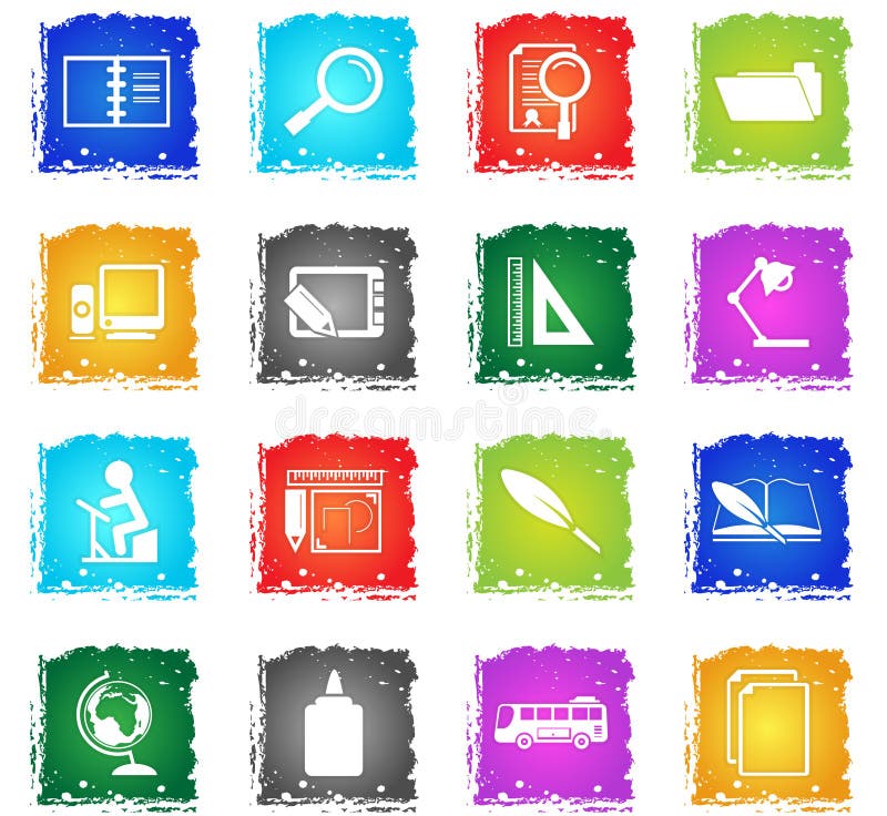 School icon set stock vector. Illustration of notepad - 88203084