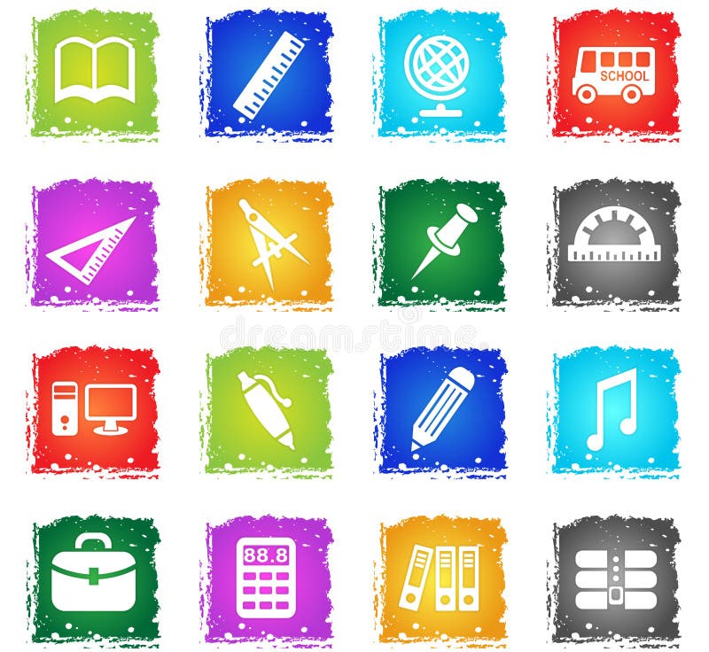 School icon set stock vector. Illustration of backpack - 88123260