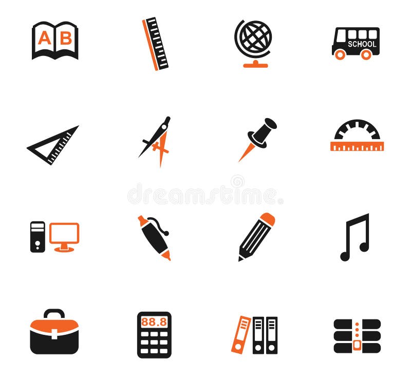 School icon set stock illustration. Illustration of briefcase - 88288916