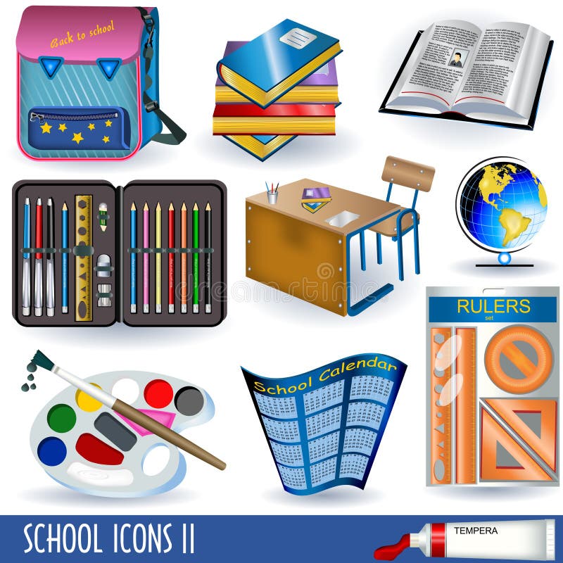 School icons 2 stock vector. Illustration of detail, shape - 15998168