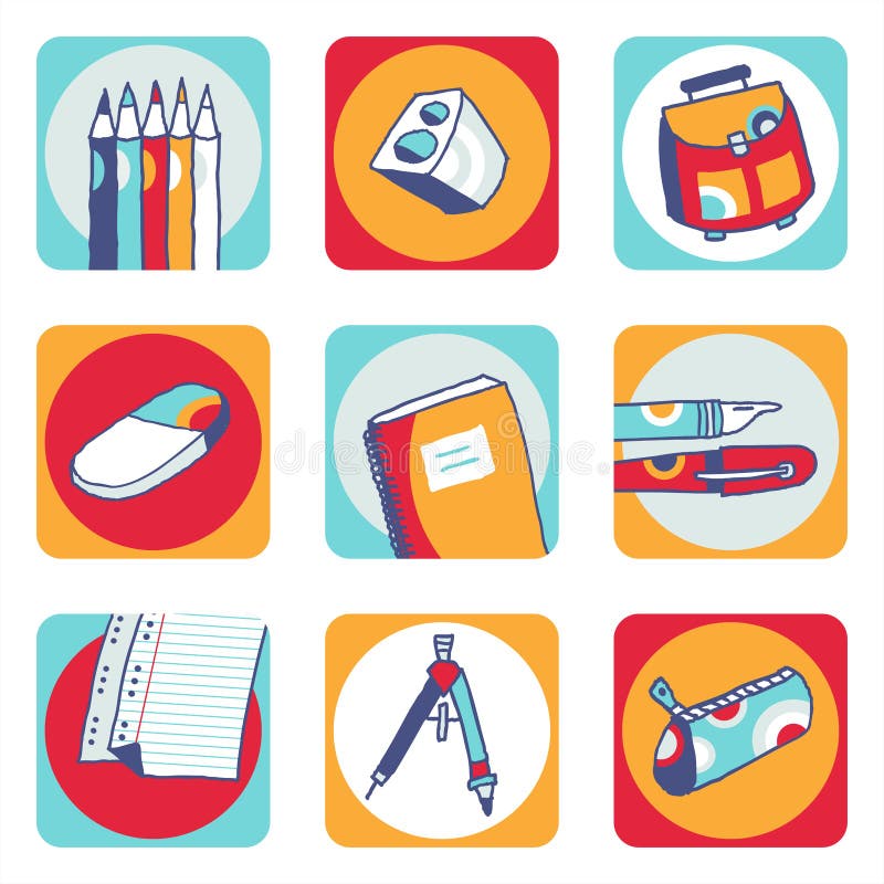 School icons set stock vector. Illustration of school - 10202656